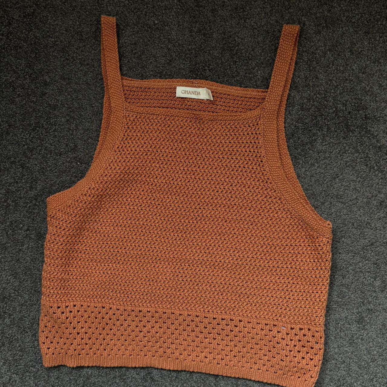 beautiful knit ghanda top, such a pretty burnt... - Depop
