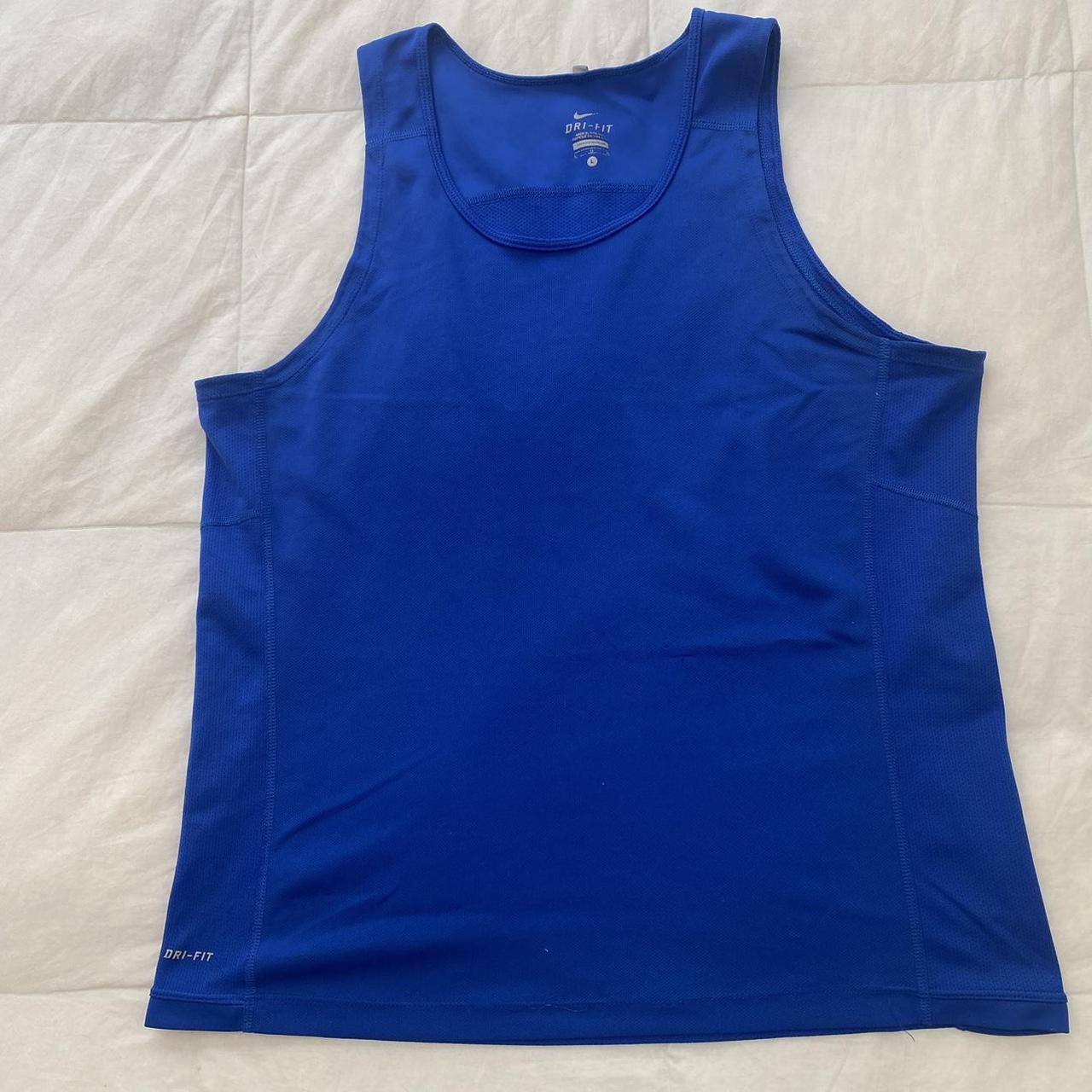 Blue Nike Dri-Fit Sports Tank - See photos for snags - Depop
