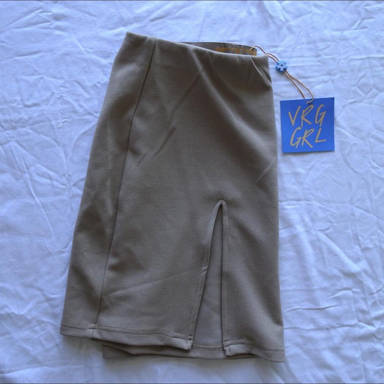 Verge Girl Mini Skirt Small Slit Sand Taupe Depop