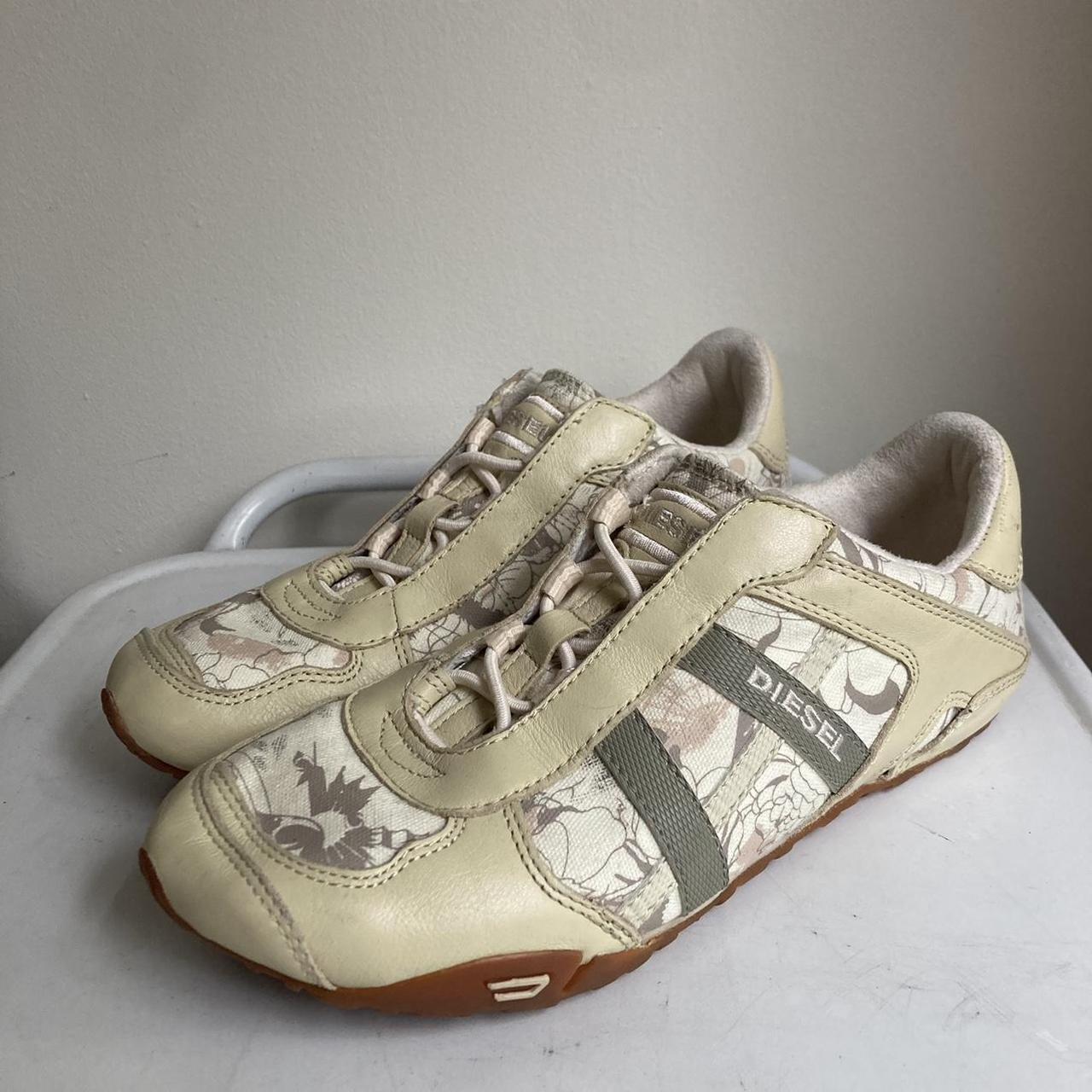 Early 2000s Y2K Diesel Frou slip on trainers. Cream... - Depop
