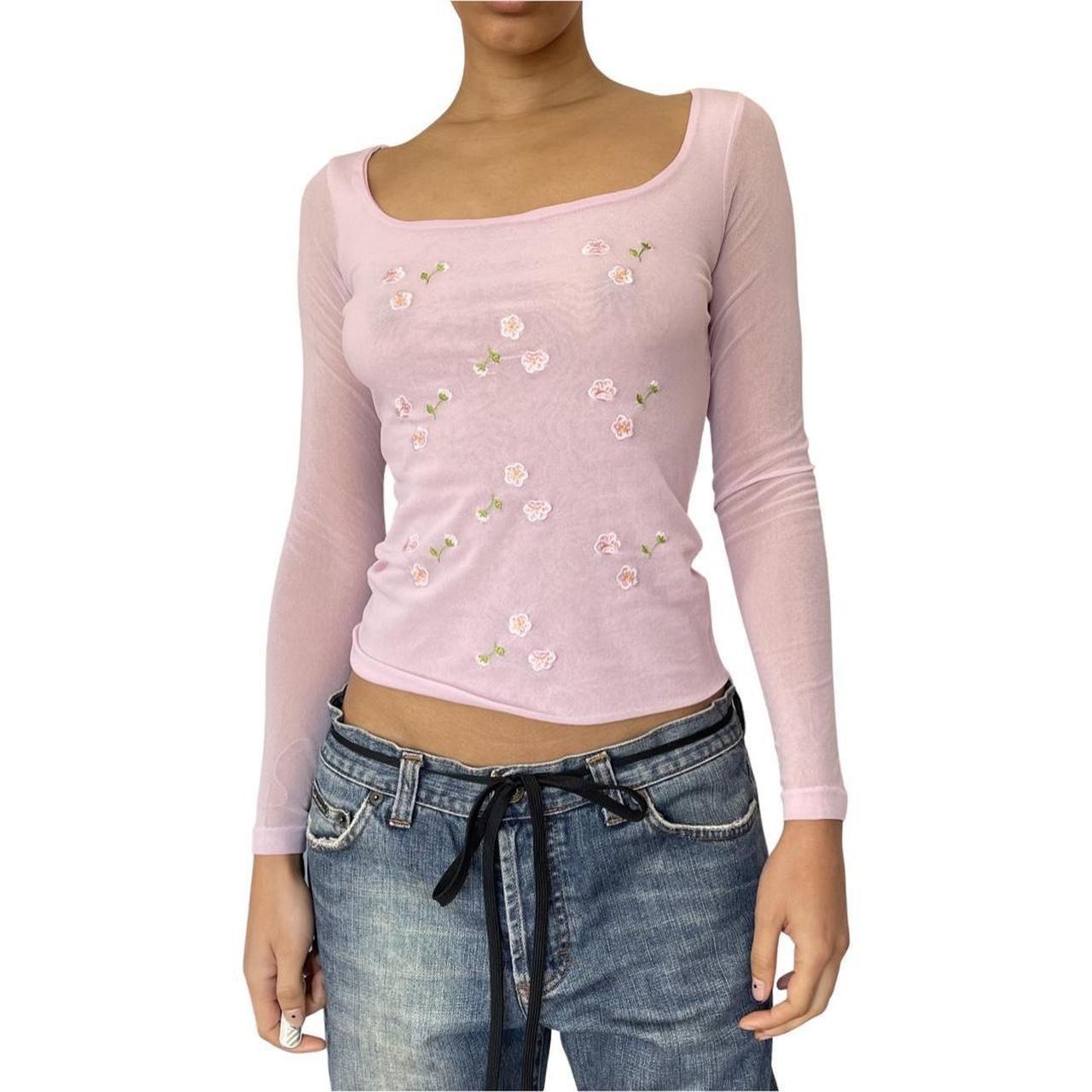 American Vintage Women's Pink and Blue T-shirt | Depop