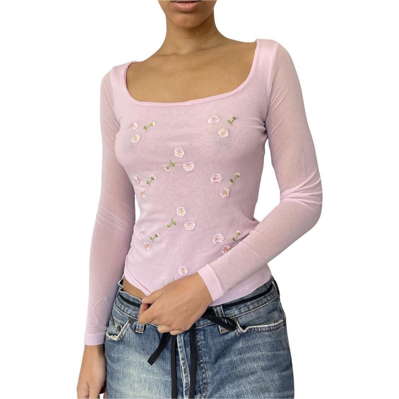 American Vintage Women's Pink and Blue T-shirt | Depop