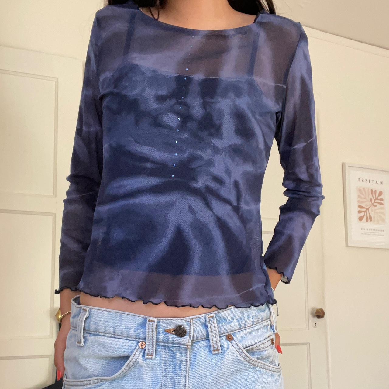 Vintage 2000s mesh print t-shirt (XS-M) By Roberta... - Depop