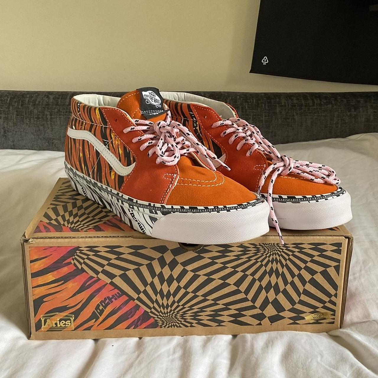 Vans x Aries Tiger Bright SK8-Mid sneakers. UK... - Depop