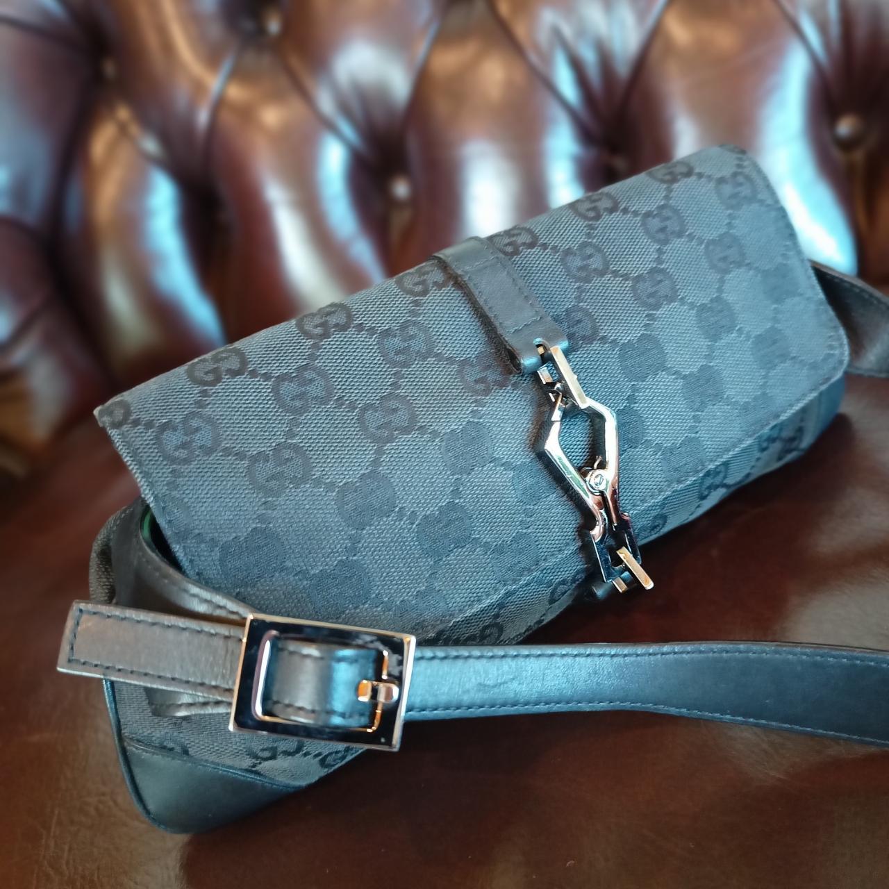 GUCCI Black Jackie Monogram Cloth Shoulder Bag An... - Depop