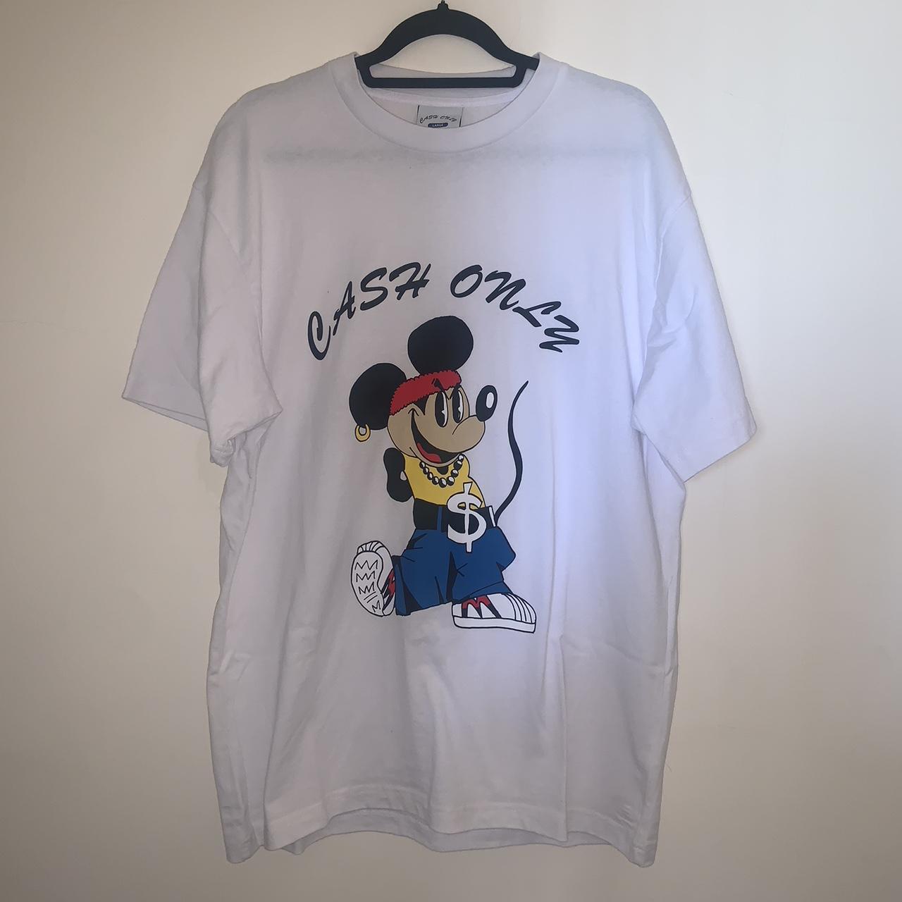 cash only mickey mouse tshirt 📏 size xl mens ... - Depop