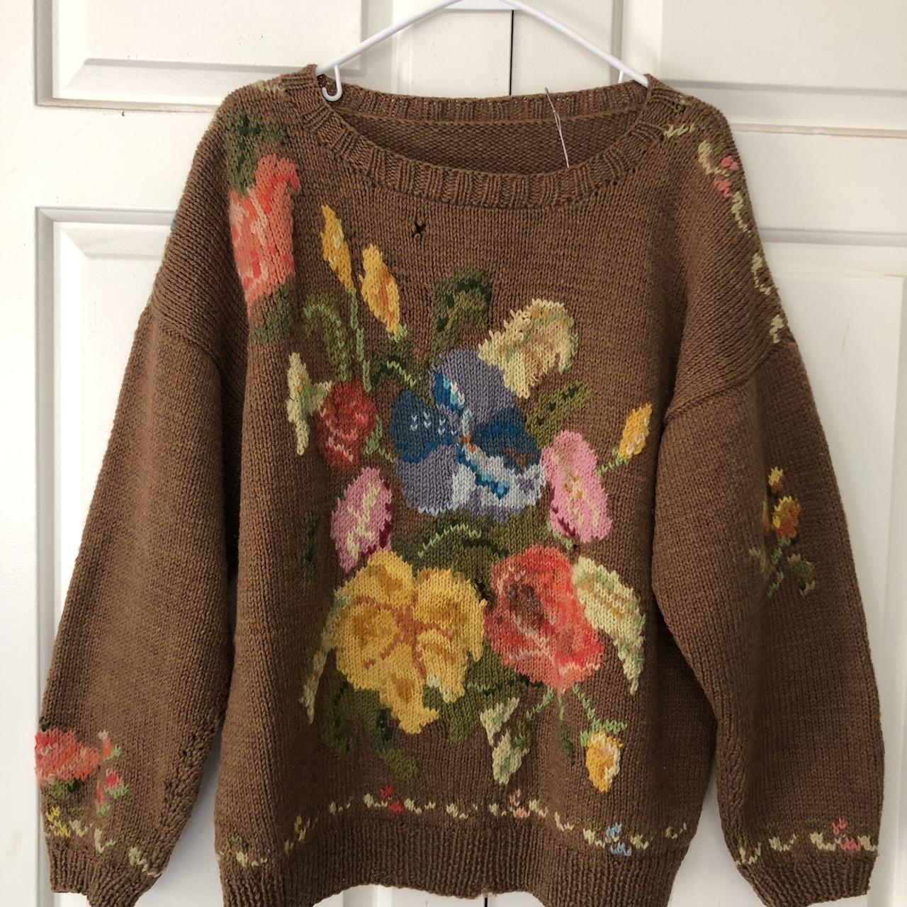 Knit flower sweater *please see pictures for... - Depop