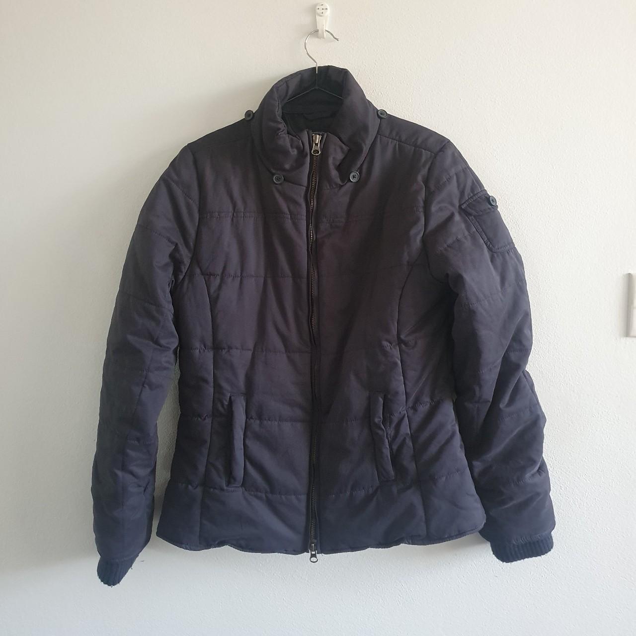 Witchery navy blue puffer jacket Jacket is in... - Depop