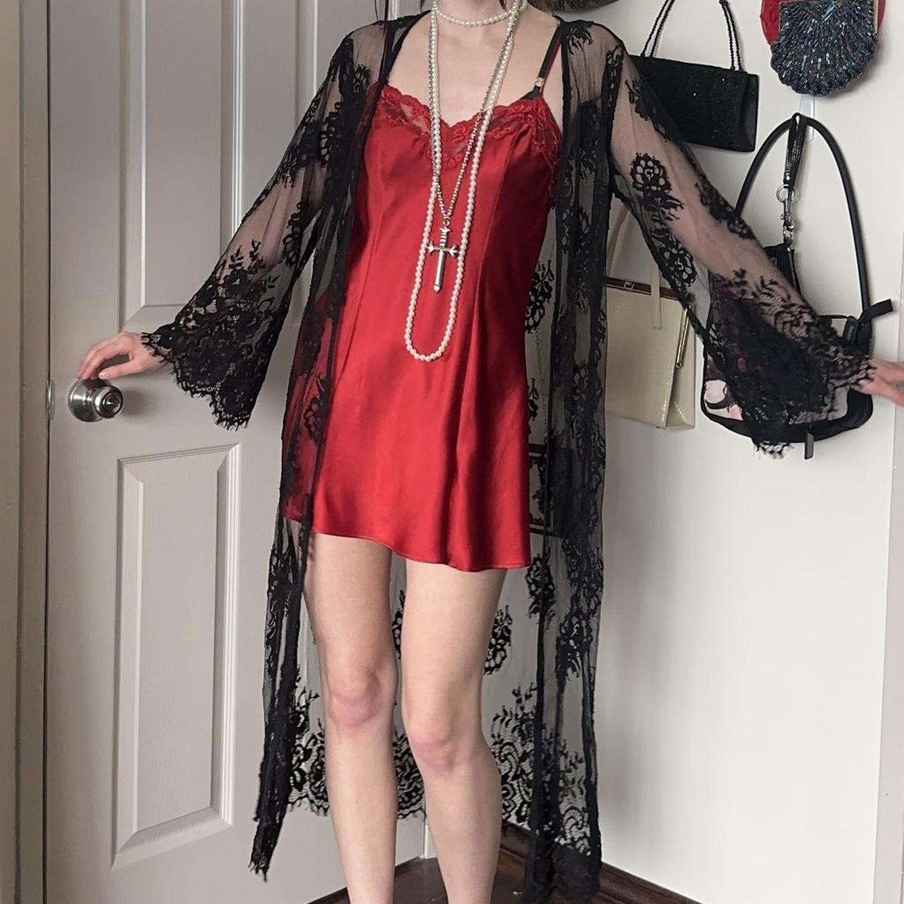 Long black lace robe, no tags Perfect for layering... - Depop
