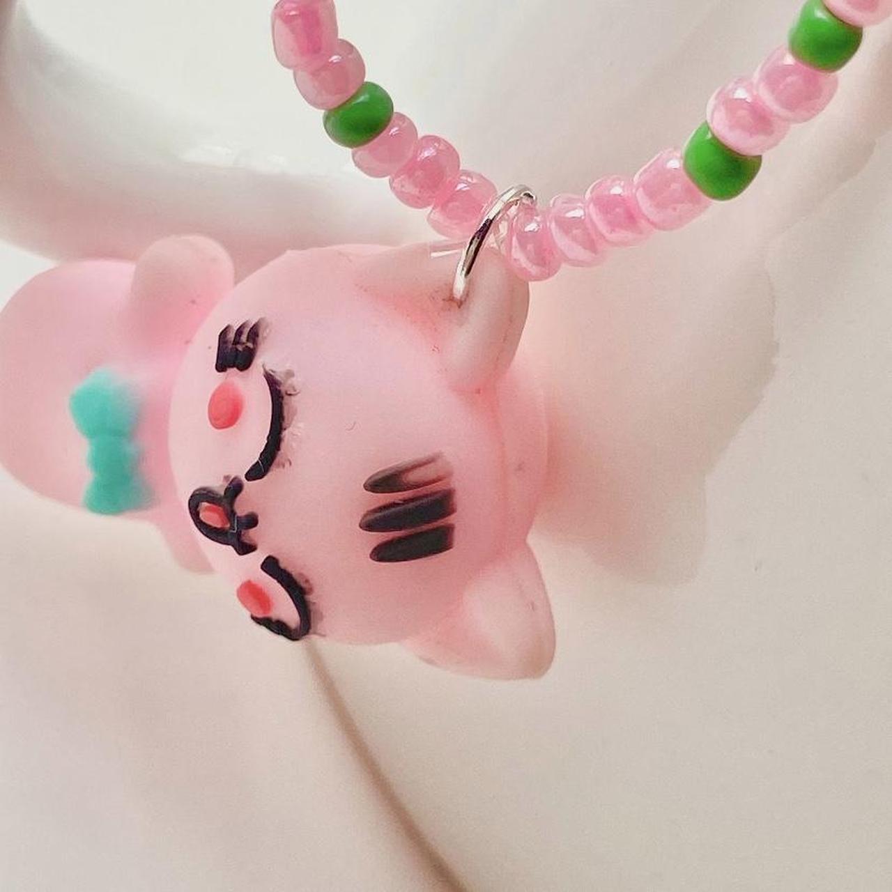 Cute pink kitty cat phone charm/key ring Handmade by... - Depop