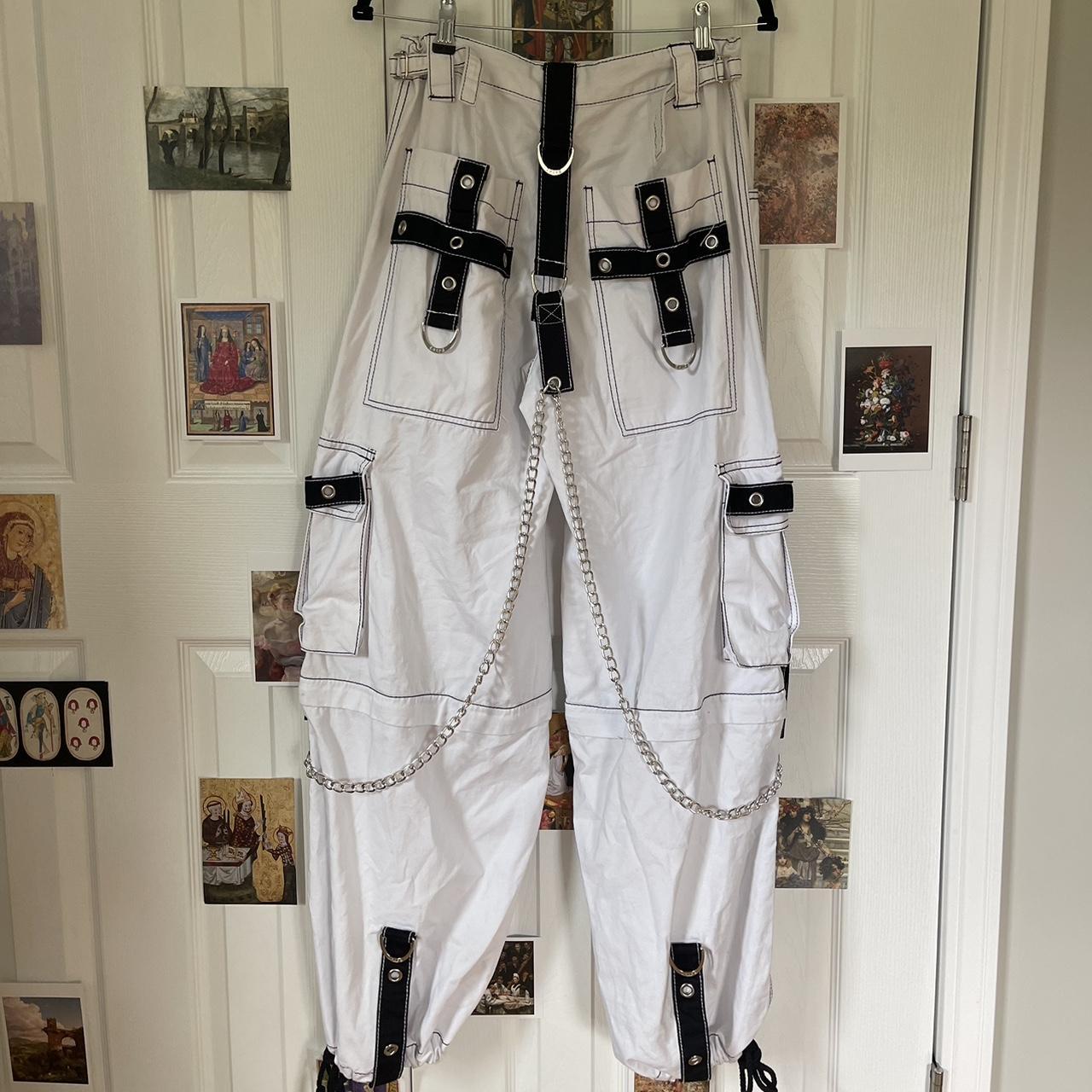 White and Black Tripp NYC pants with chains, never... - Depop