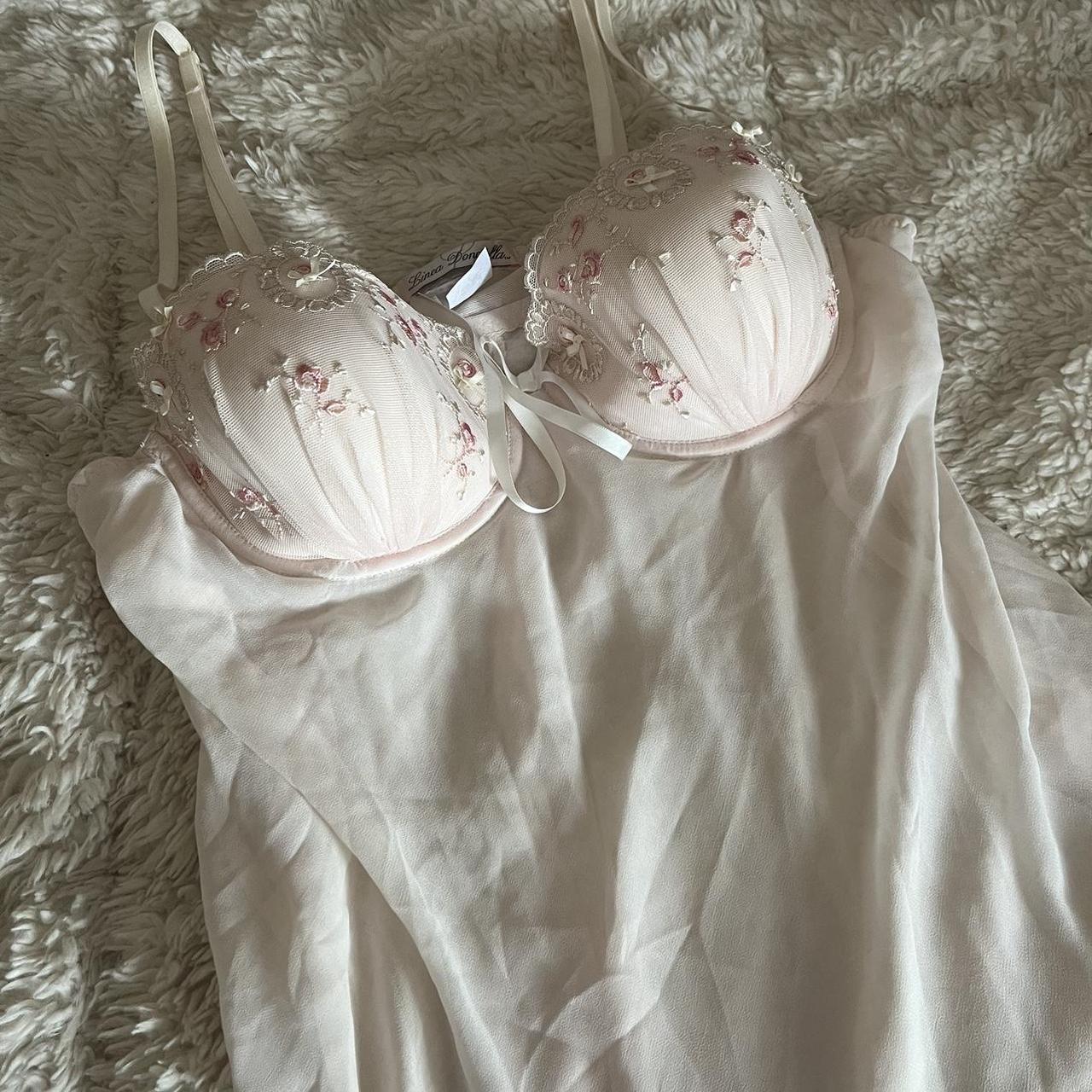 Linea Donatella Pink Dainty Floral Sheer Slip Dress!... - Depop