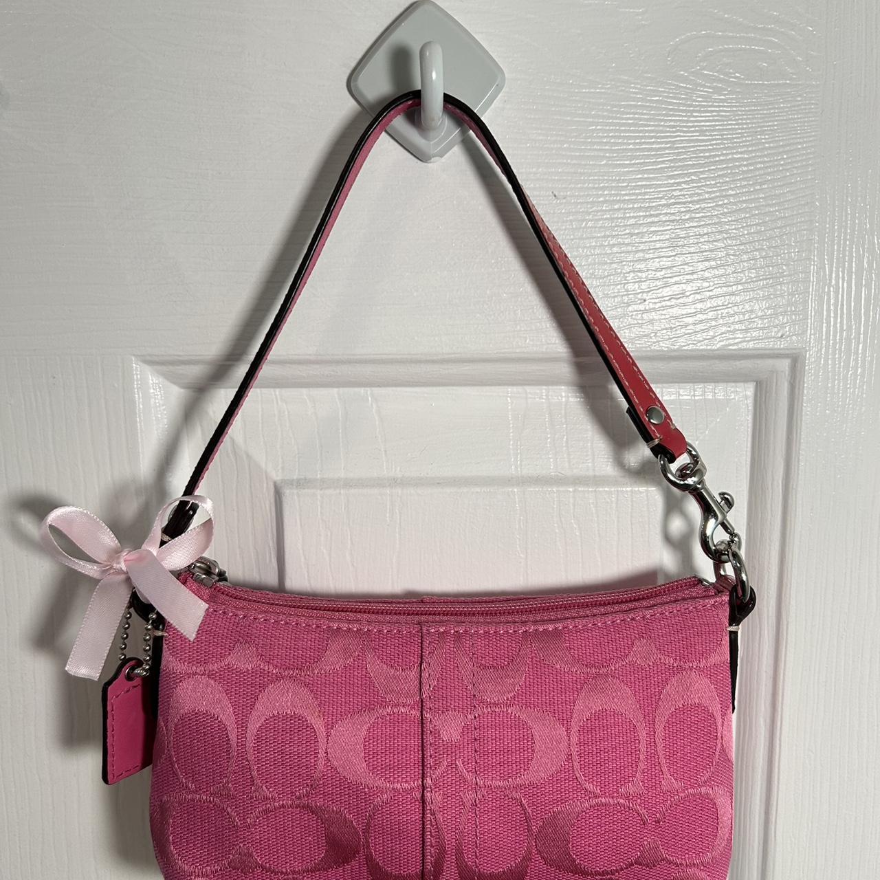 hot pink coach monogram mini bag with silver... - Depop