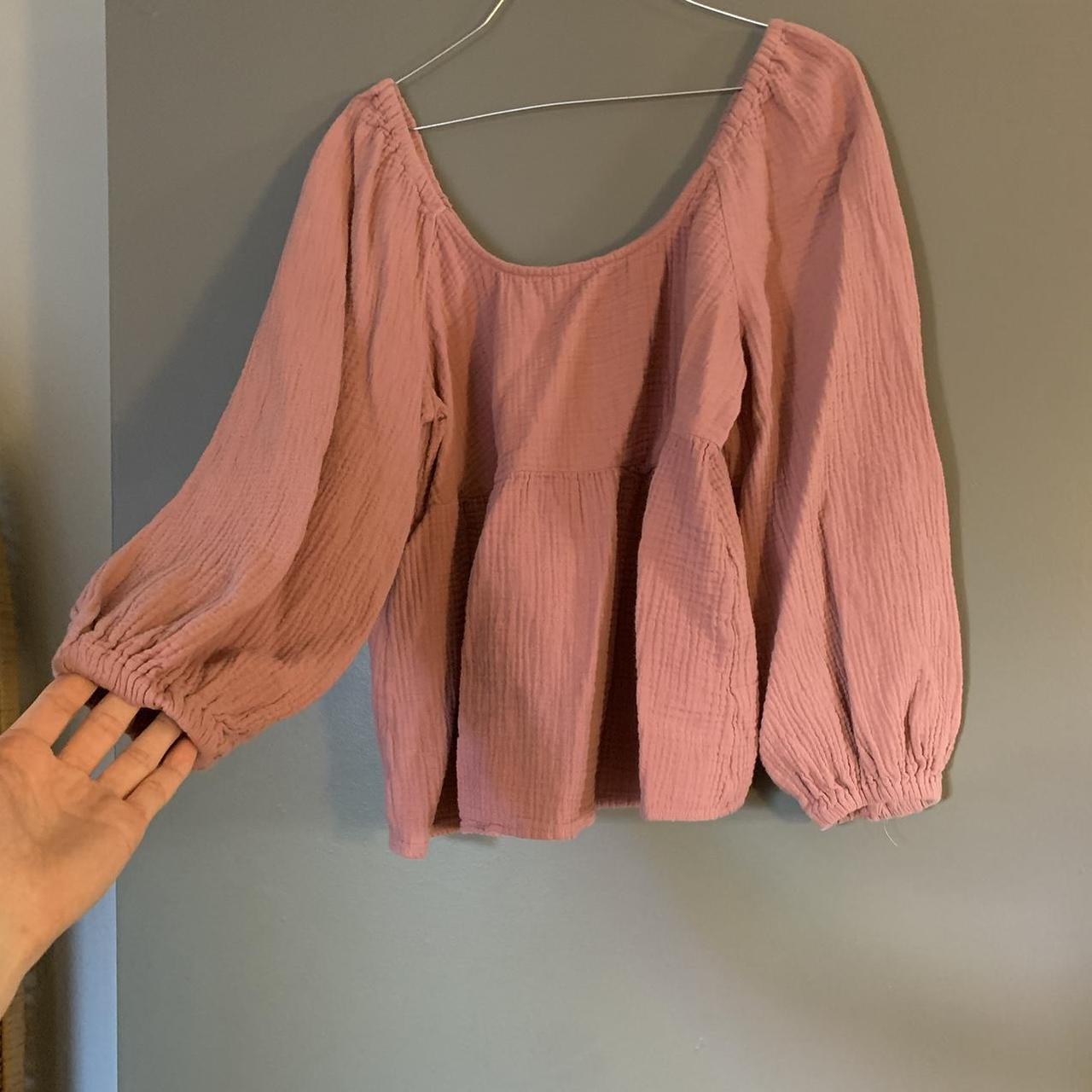 Pink linen blouse from target Size small No holes... - Depop