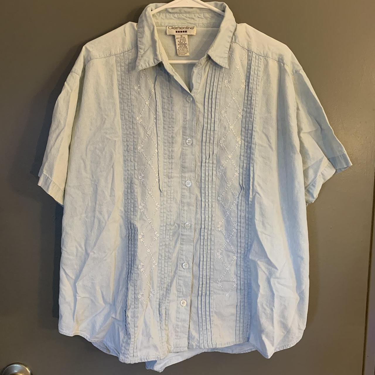 Light blue/denim colored vintage men’s button up... - Depop
