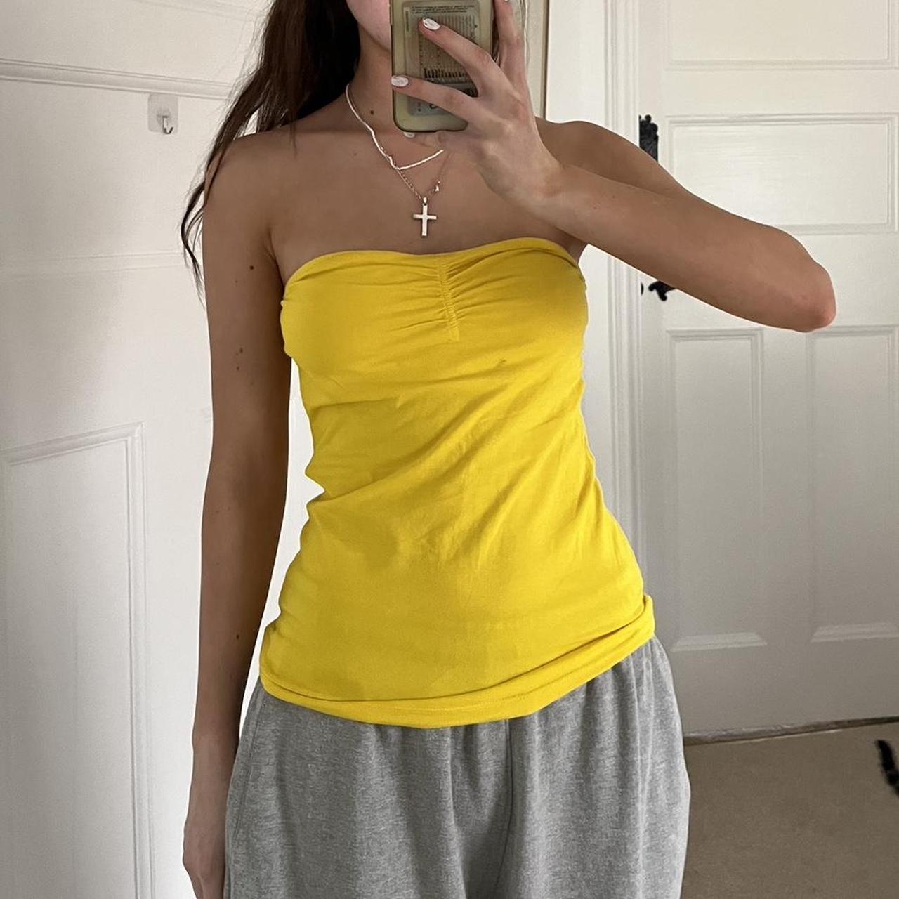 Yellow runch front bandeau top seen on size 8... - Depop