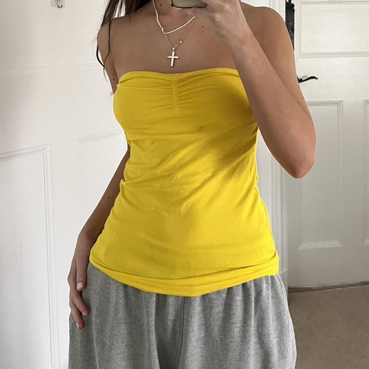 Yellow runch front bandeau top seen on size 8... - Depop