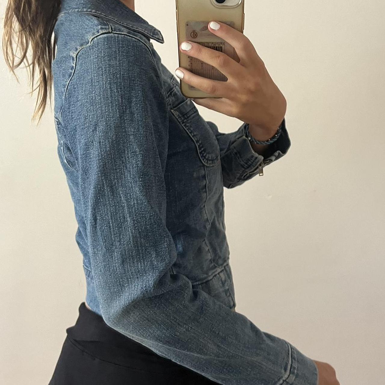Denim zip up jacket seen on size 8 - Depop