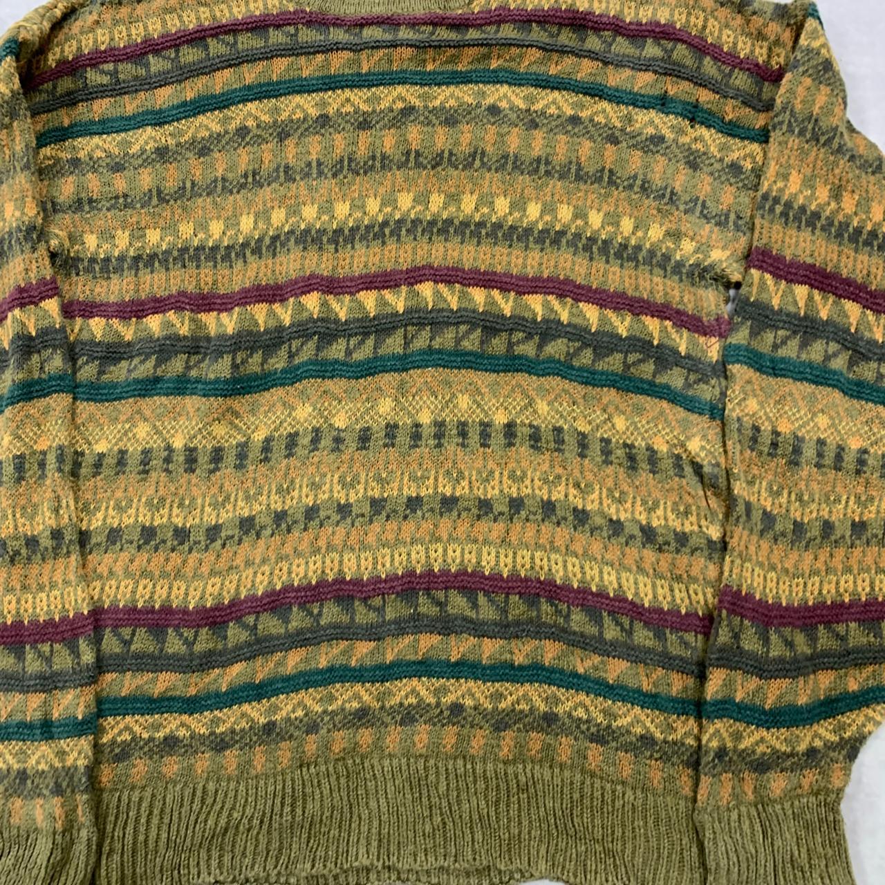 Vintage Knitted Jumper abstract patterned knit... - Depop