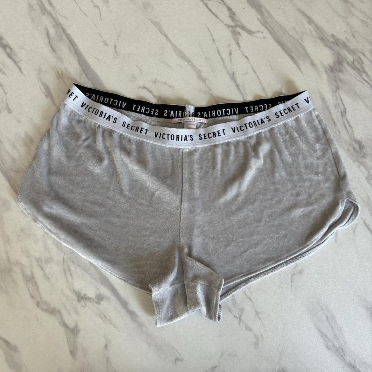 Victoria's Secret grey velvet sleep shorts super... - Depop