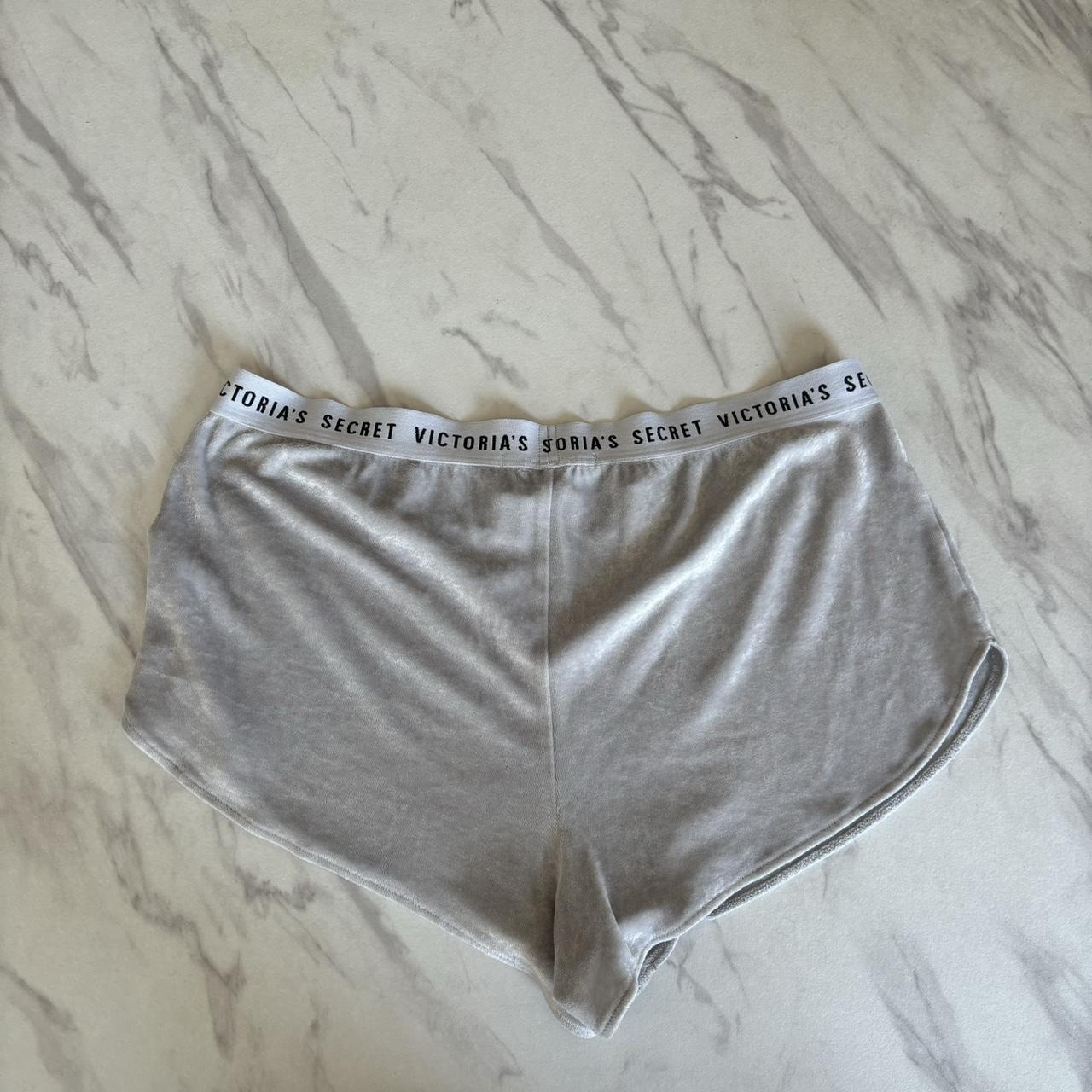 Victoria's Secret grey velvet sleep shorts super... - Depop