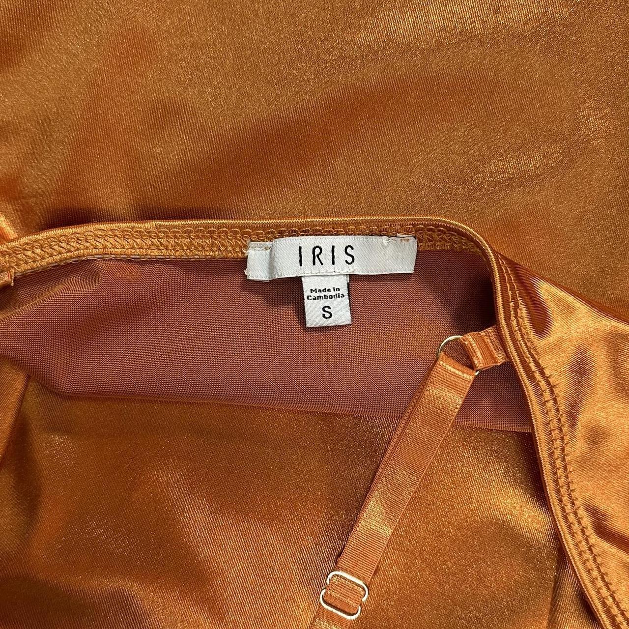 rust satin mini dress with adjustable straps size:... - Depop