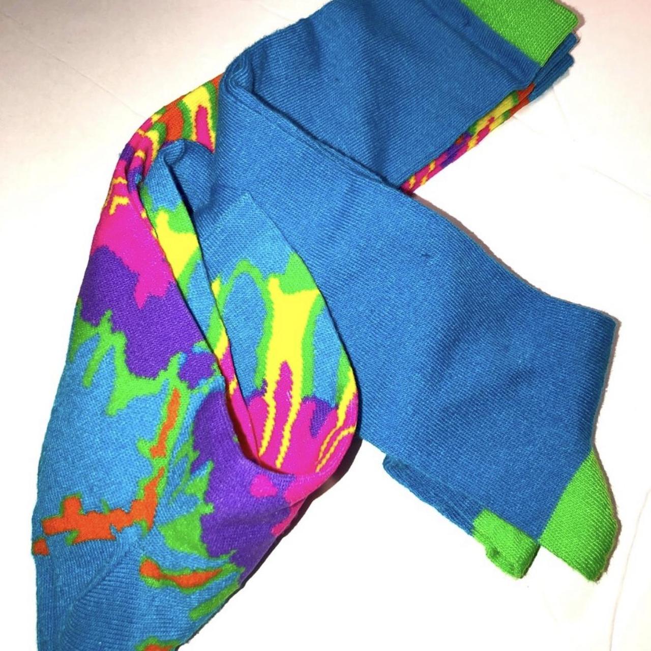 Neon rainbow socks. High socks, 💘🦋💘 unisex fashion,... - Depop