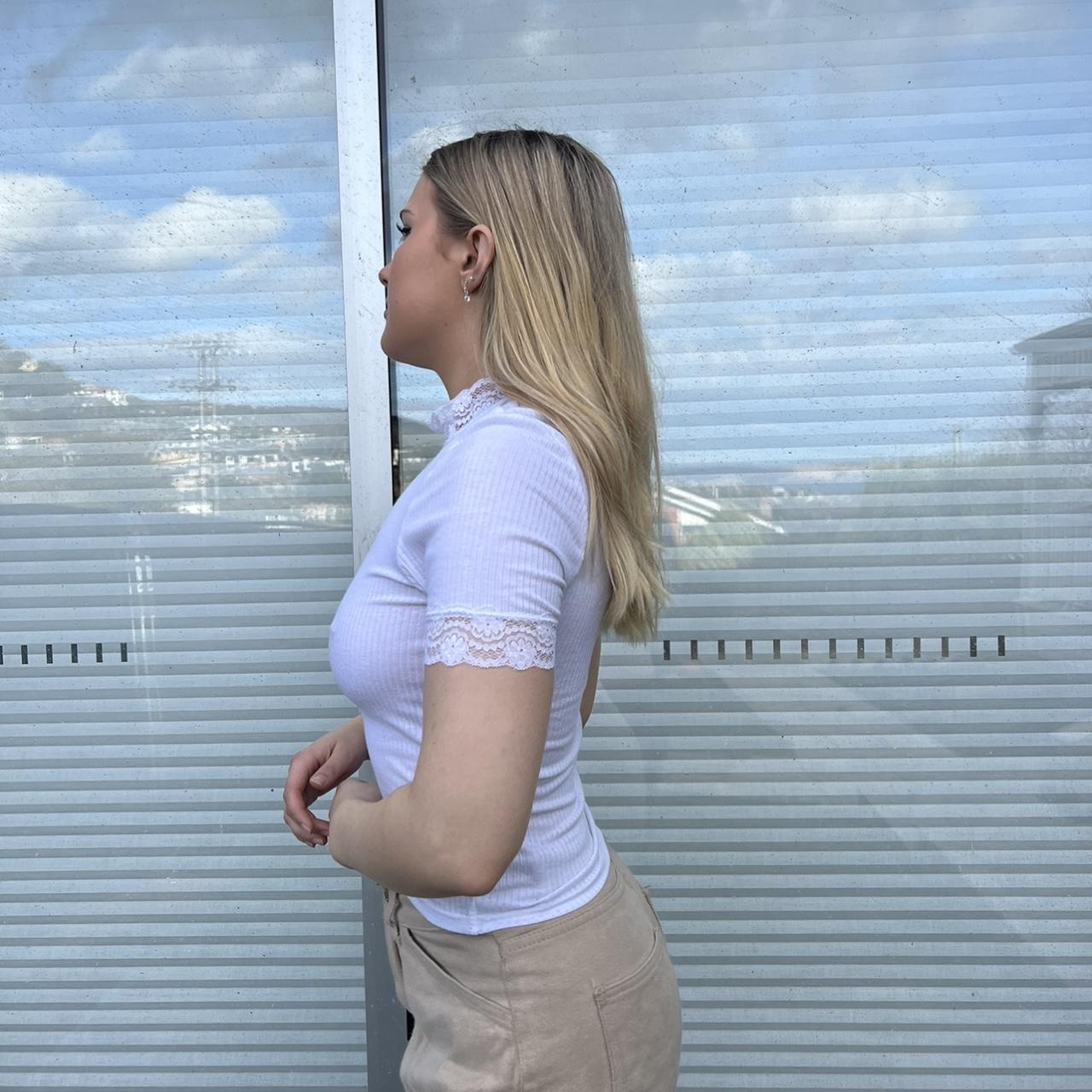 Lacey white high neck top - Depop