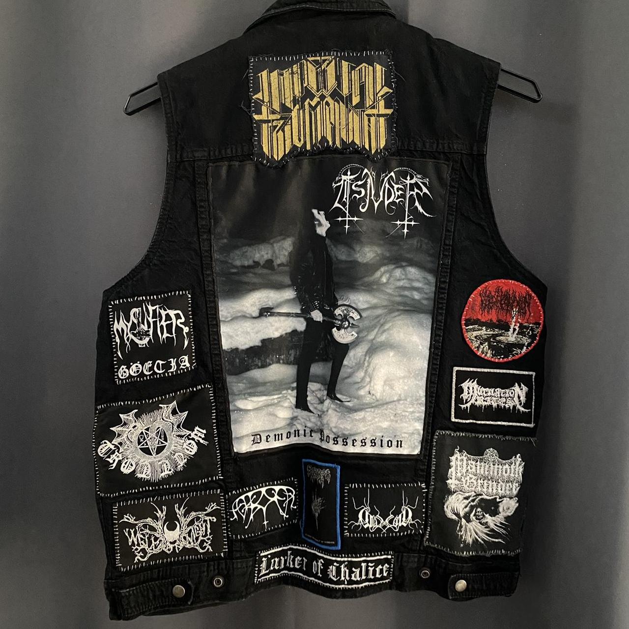 Death metal black metal vest. Has Tsjuder back patch... - Depop