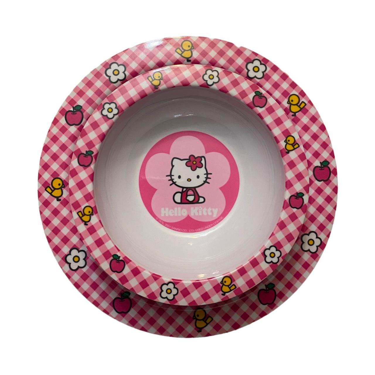 hello kitty set. two bowls and one plate in gentle... - Depop