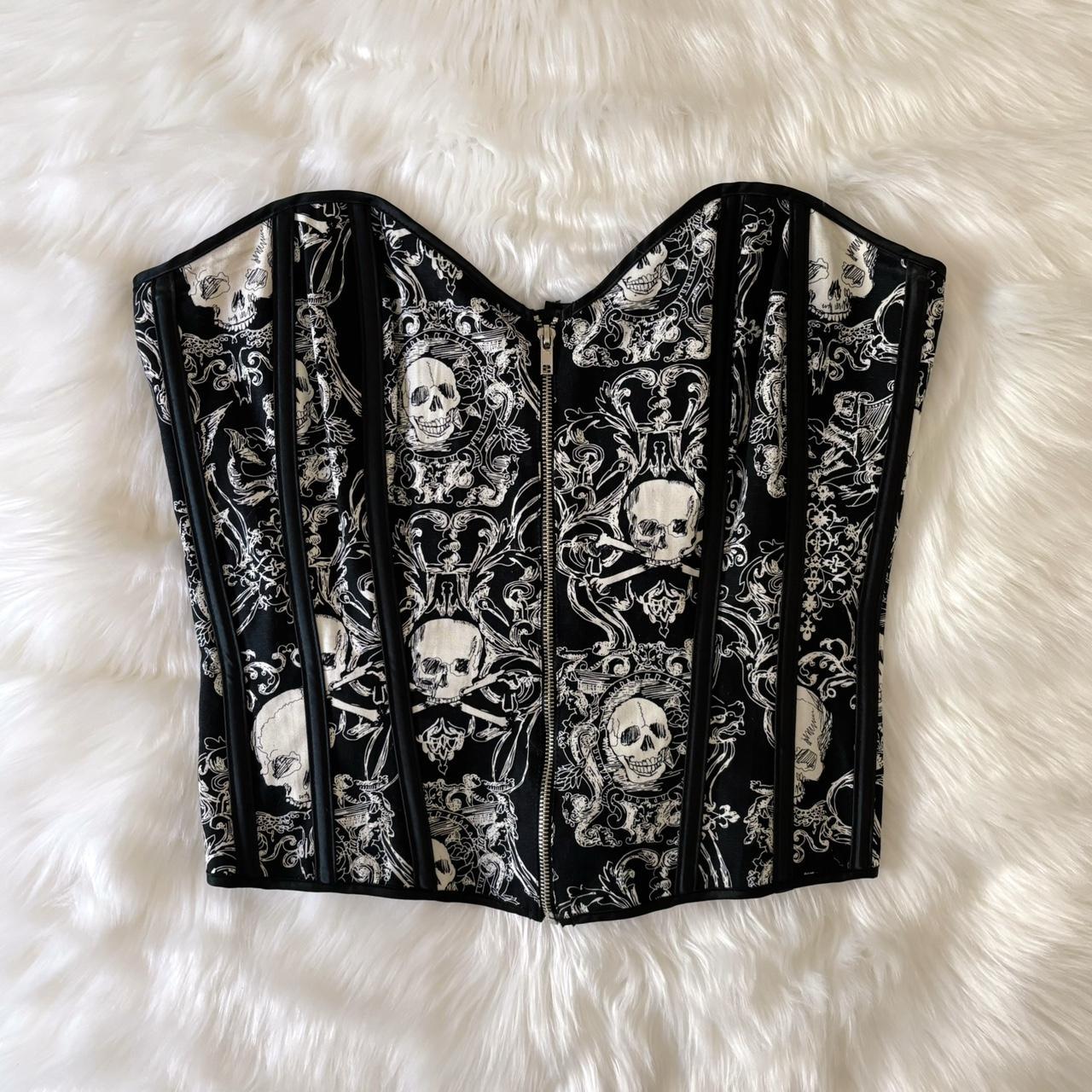 Gothic skull corset zip top 🖤☠️ ‪‬☆ size 40 approx... - Depop