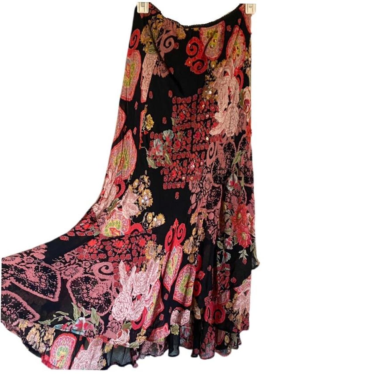 beautiful sequined y2k ruffle midi skirt patchwork... - Depop