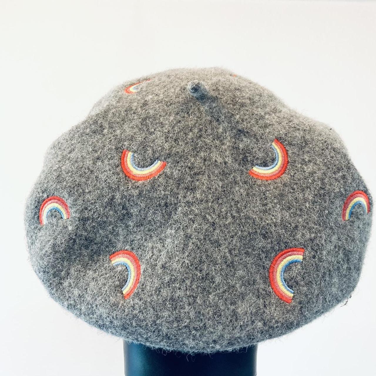 Accessorize Rainbow 🌈 Beret Grey wool 100% Unworn.... - Depop