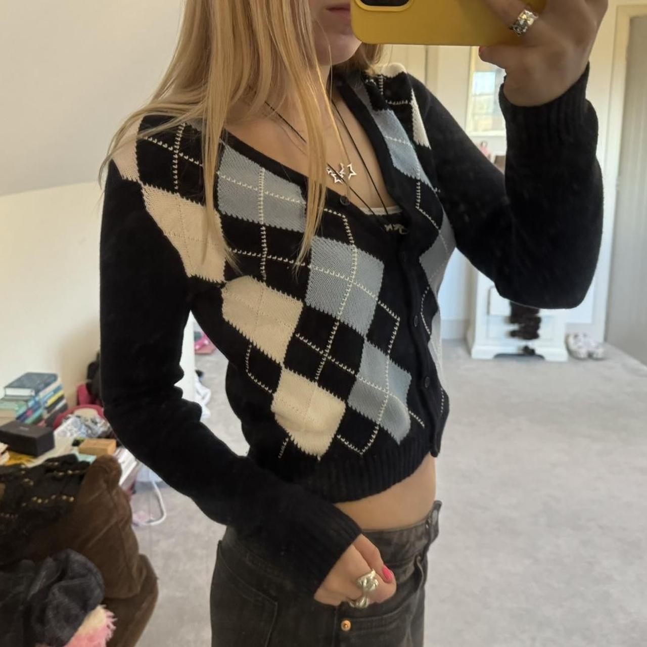 Brandy Melville argyle sweater Barely worn - Depop