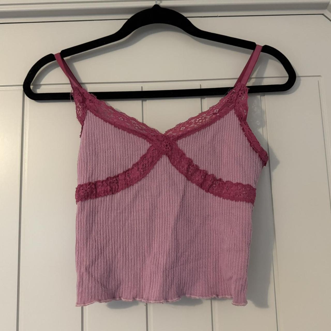Pink urban outfitters cami with lace detail Size... - Depop