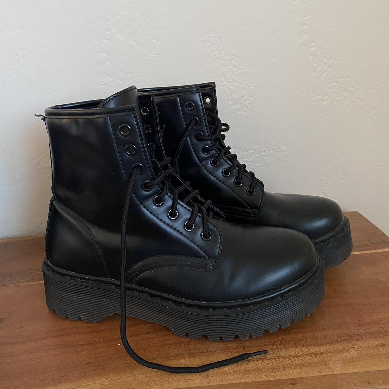 Black platform combat boots ~ Scuffing shown in... - Depop