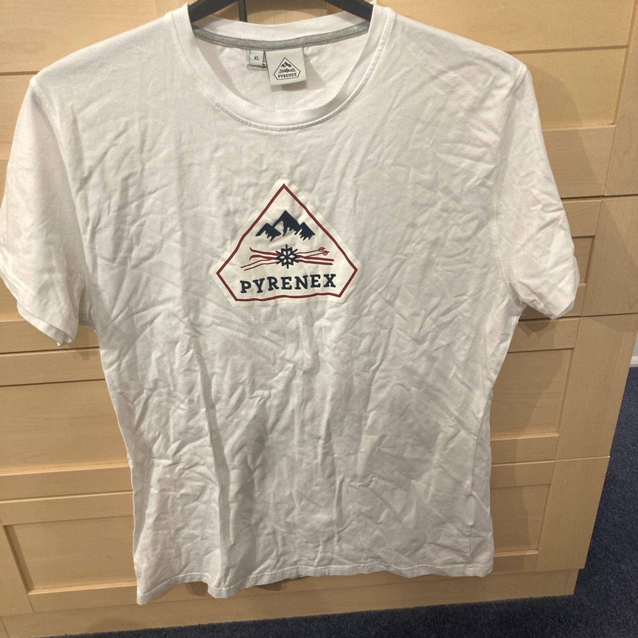 Mens white pyrenex logo T-shirt Mens XL but fits... - Depop