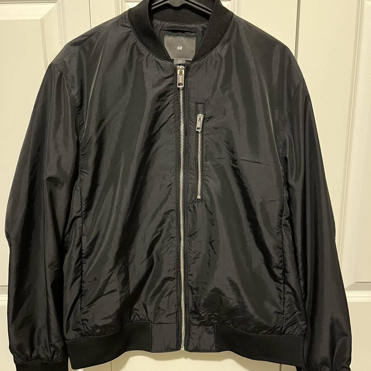 H&M Black Bomber Jacket - Medium - Depop