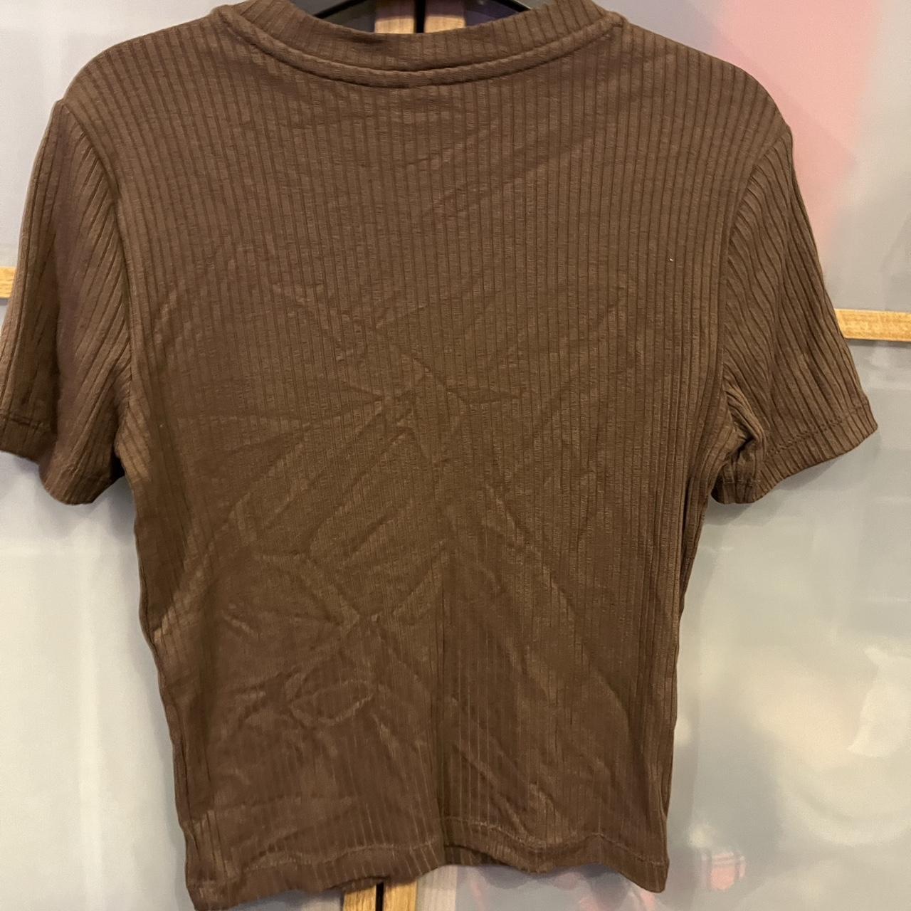 ASOS brown ribbed tight fitting top size 6 Worn a... - Depop