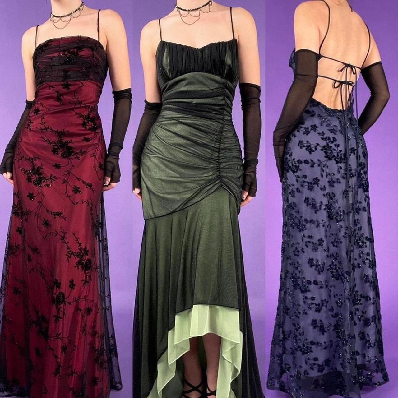 prom dress vintage y2k dresses available now! goth,... - Depop