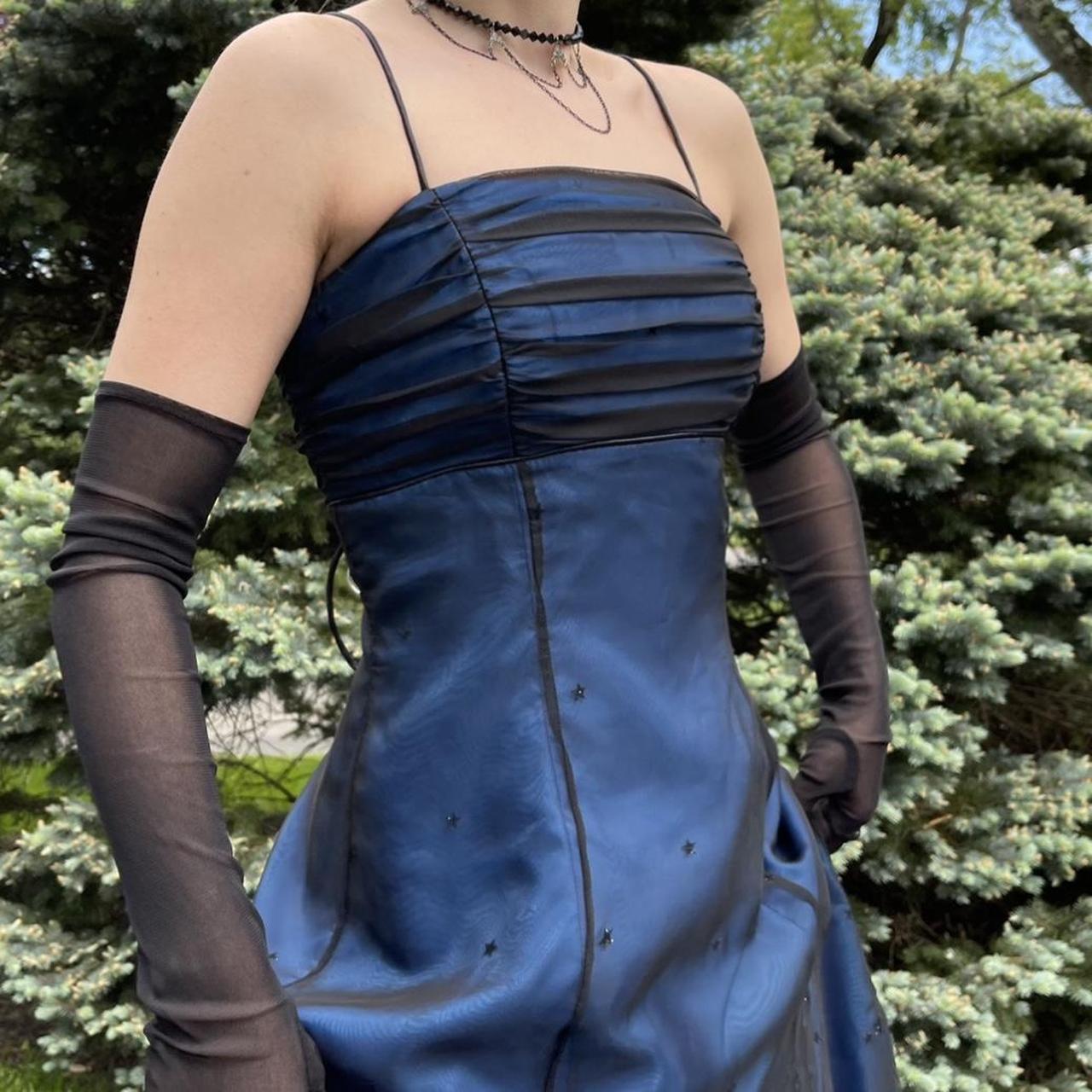 dress blue prom vintage y2k black stars Goth Emo... - Depop