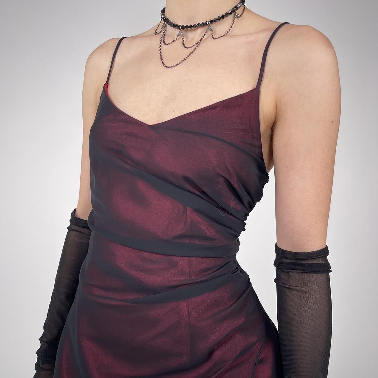 dark red prom dress goth vintage red and black 90s... - Depop