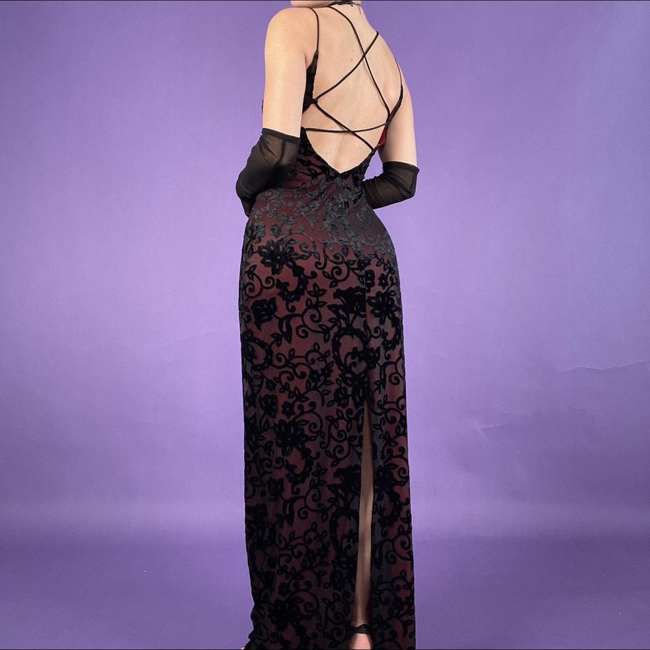 dark red prom dress red and black goth prom dress... - Depop