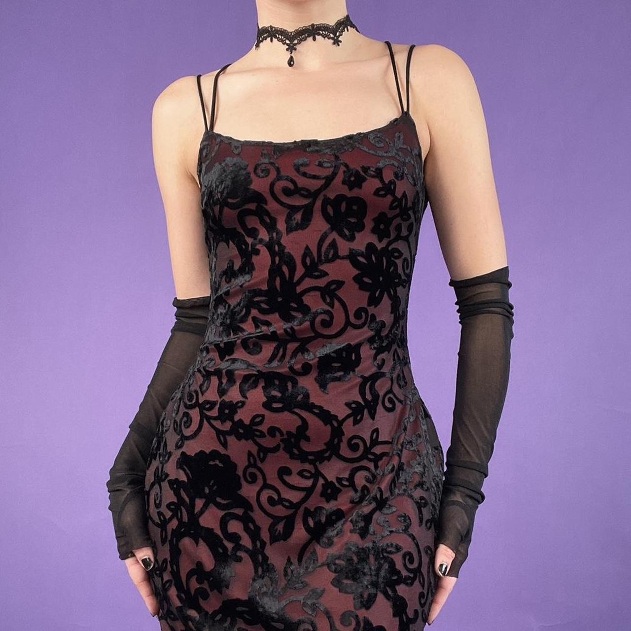 dark red prom dress red and black goth prom dress... - Depop