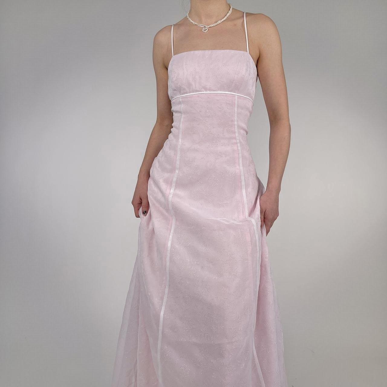 pastel pink y2k prom dress vintage gown maxi gown... - Depop