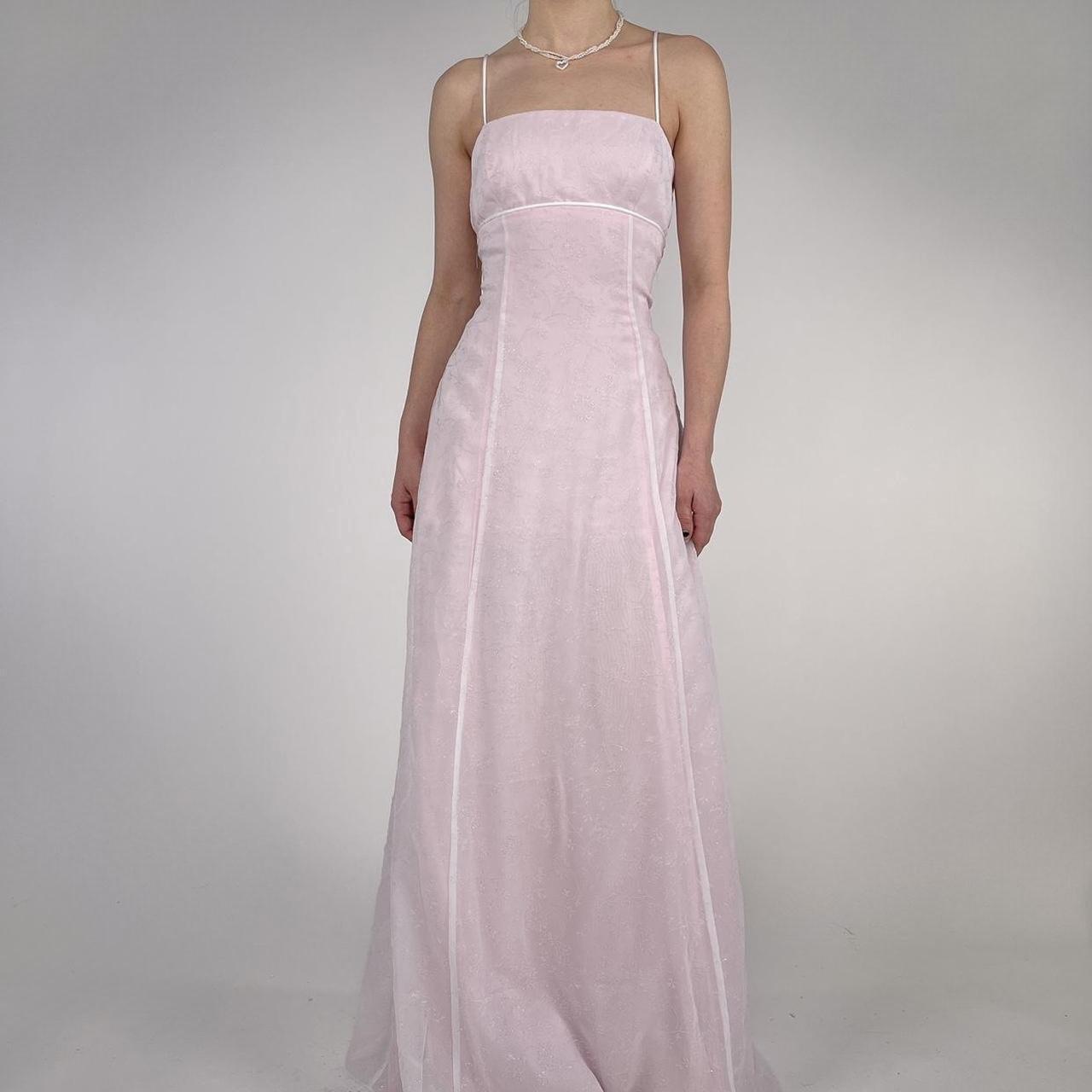 pastel pink y2k prom dress vintage gown maxi gown... - Depop