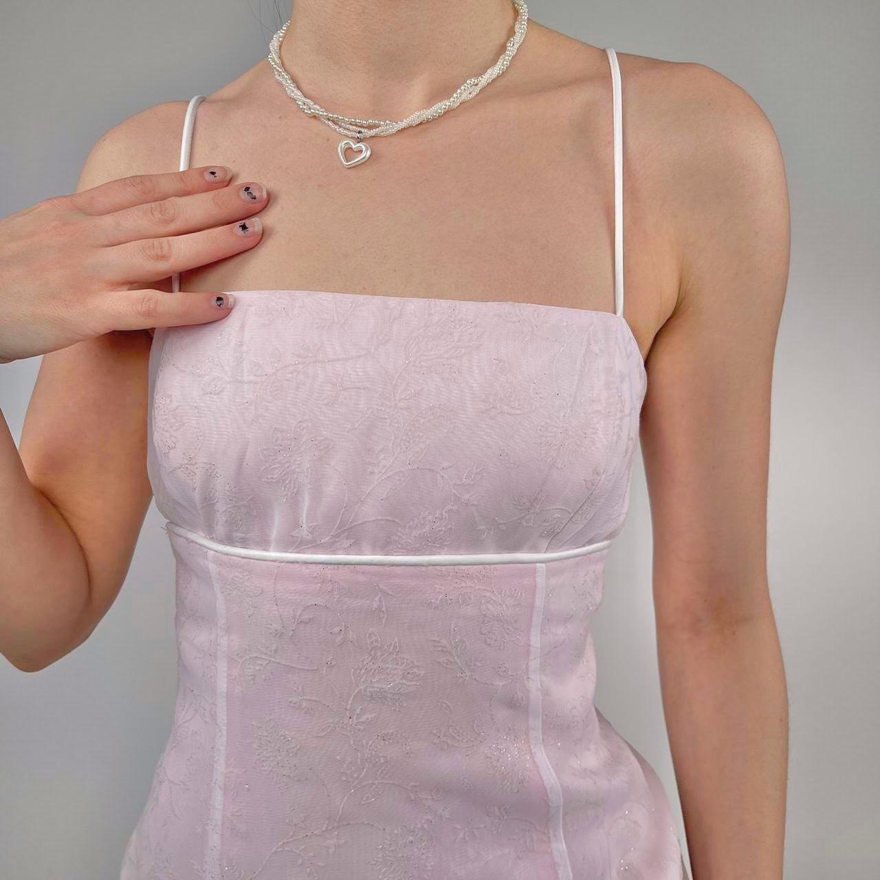 pastel pink y2k prom dress vintage gown maxi gown... - Depop