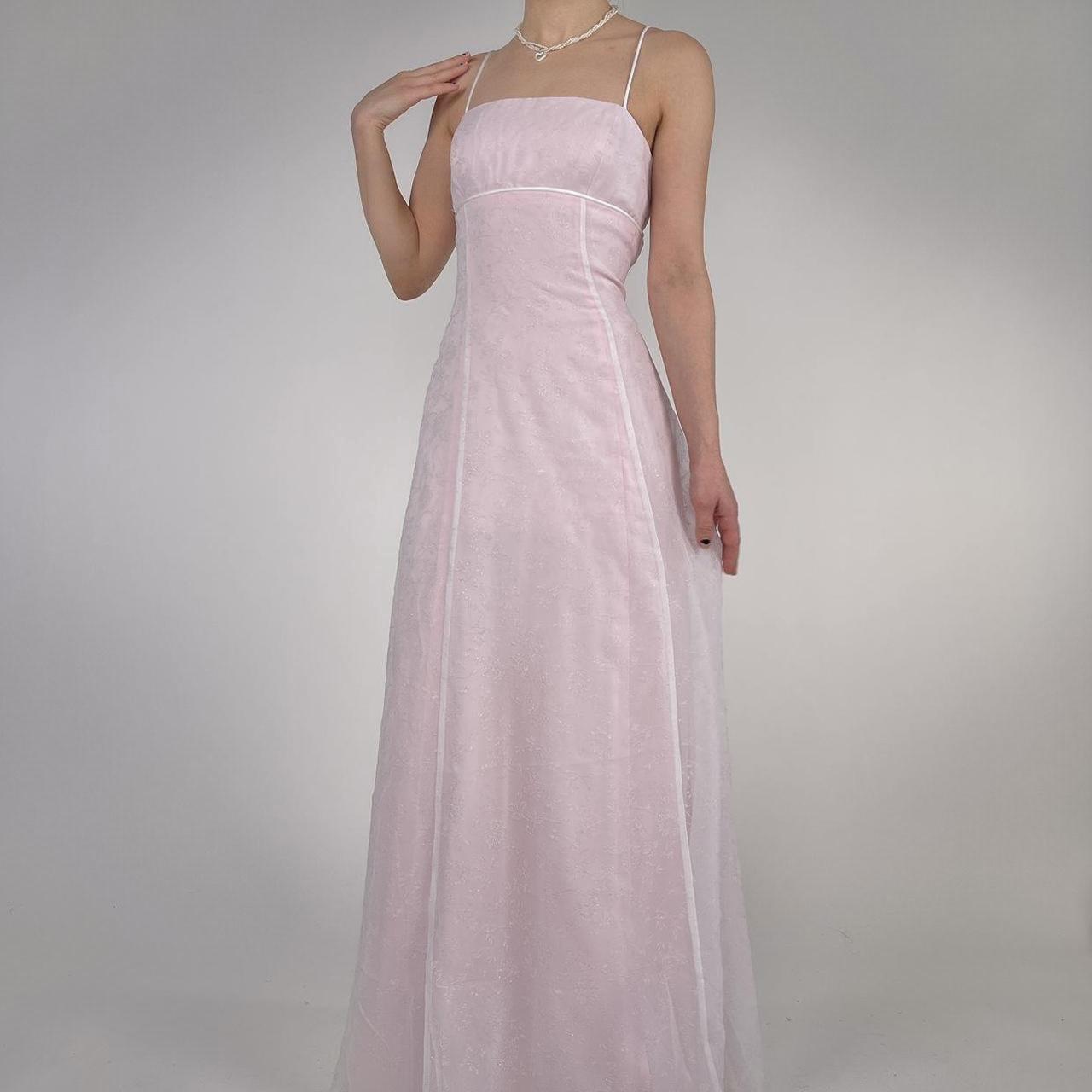 pastel pink y2k prom dress vintage gown maxi gown... - Depop