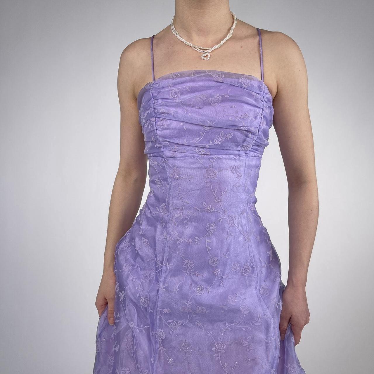lavender y2k prom dress long vintage corset fairy... - Depop