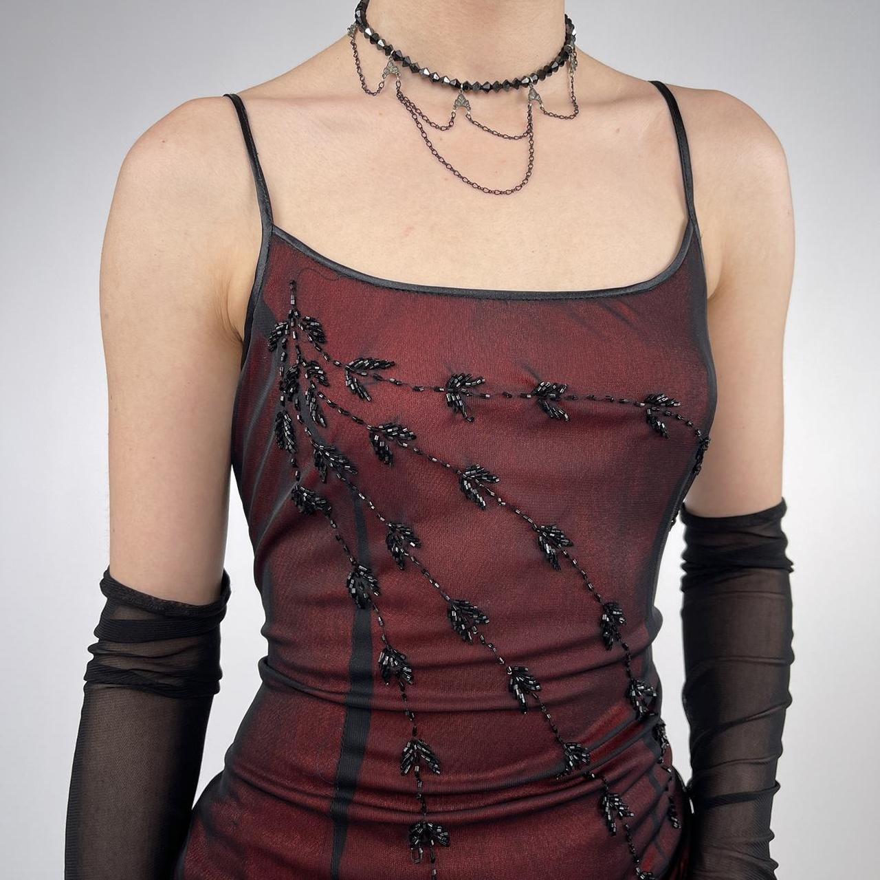 red goth prom dress vintage 90s vampy prom dress... - Depop